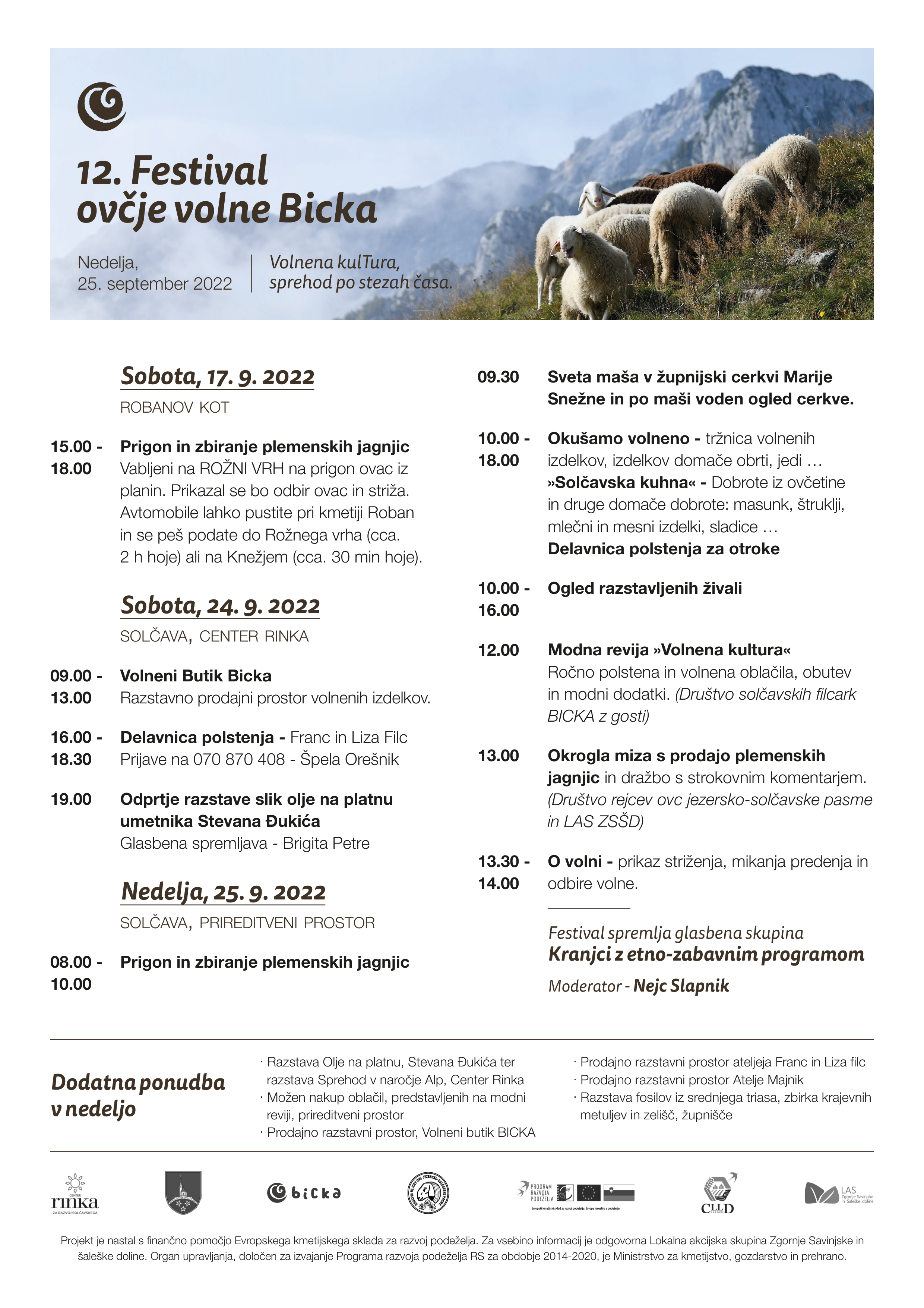 12. festival ovćje volne v Solčavi | Regijska turistična zveza Saška